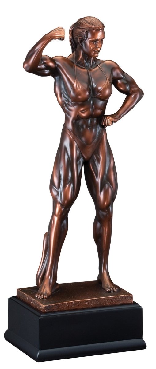 Bronze Front Double Bicep Female Pose Bodybuilding Trophy - Schoppy's ...
