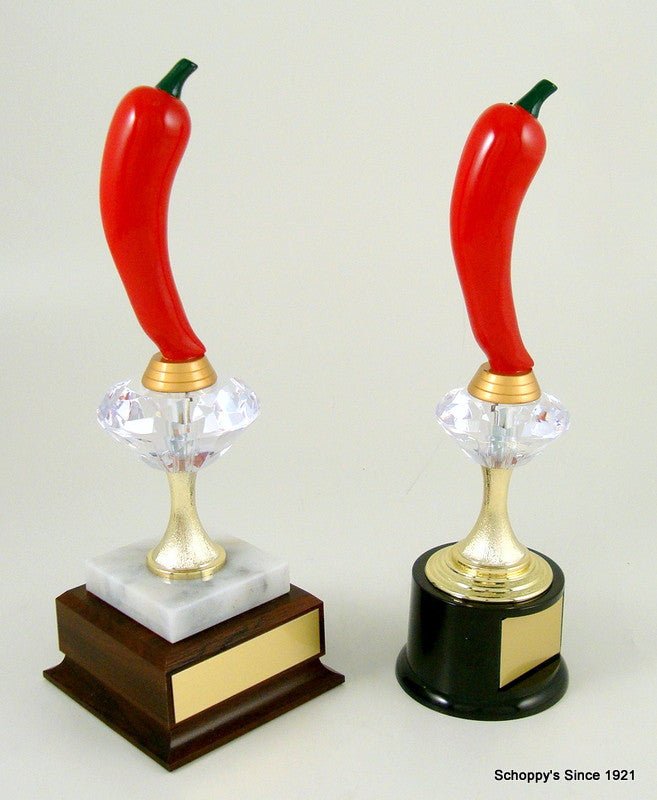 Chili Pepper Diamond Riser Trophy on Wood Base - Schoppy's Since 1921