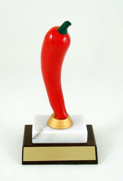 Chili Pepper Trophy on Marble and Slant Front Wood Base - Schoppy's ...