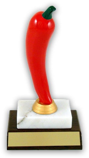 Chili Pepper Trophy on Marble and Slant Front Wood Base - Schoppy's ...