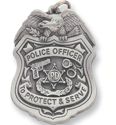 Police Officer Sculptured Badge Genuine Pewter Key Chain - Schoppy's ...