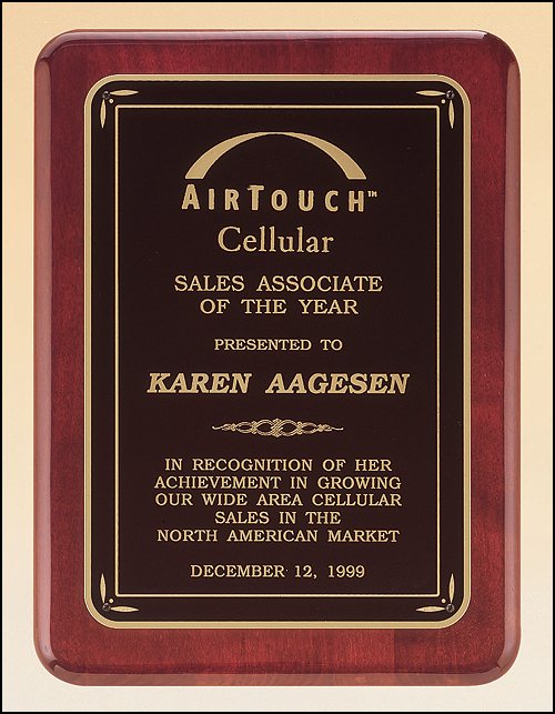 Rosewood Stained Piano Finish Plaque with Gloss border and Matte Center ...
