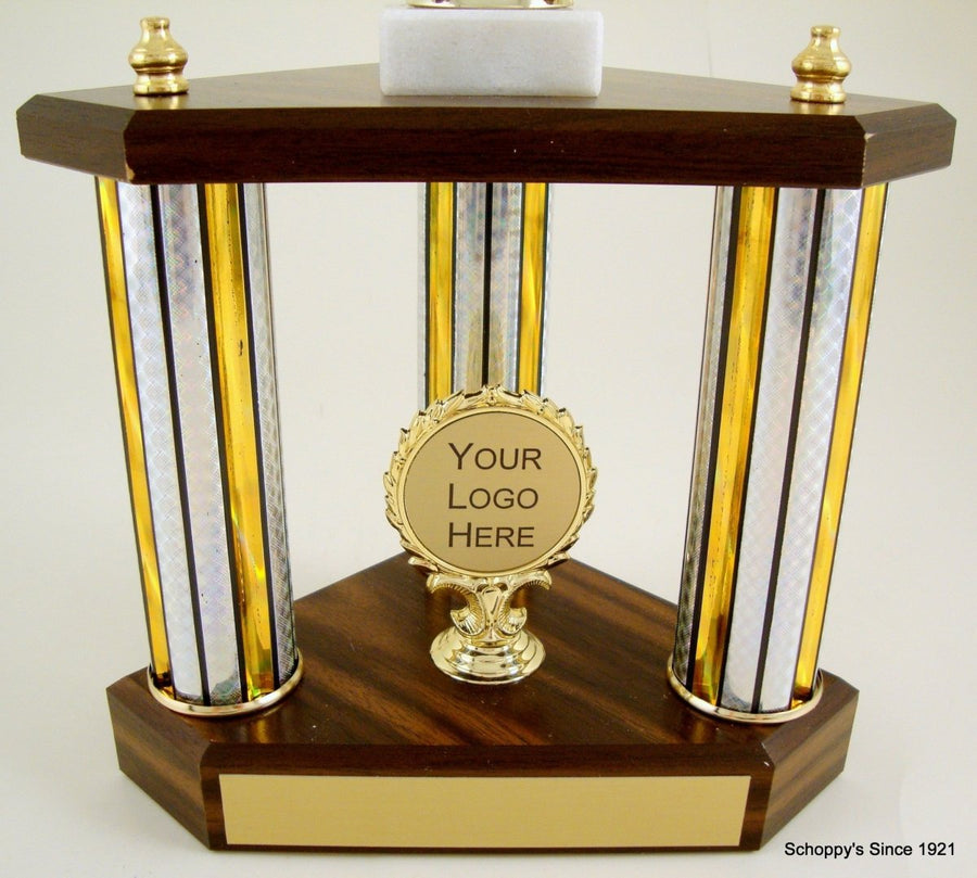 Small Three Column Trophy With Jumbo Soccer Figure And Logo - Schoppy's ...