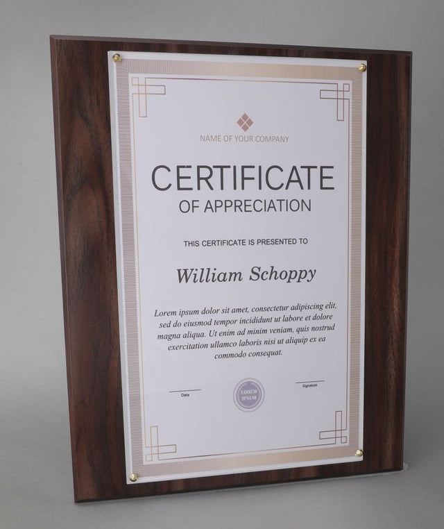 Veneer Proclamation Plaque for Legal Size Documents - Schoppy's Since 1921